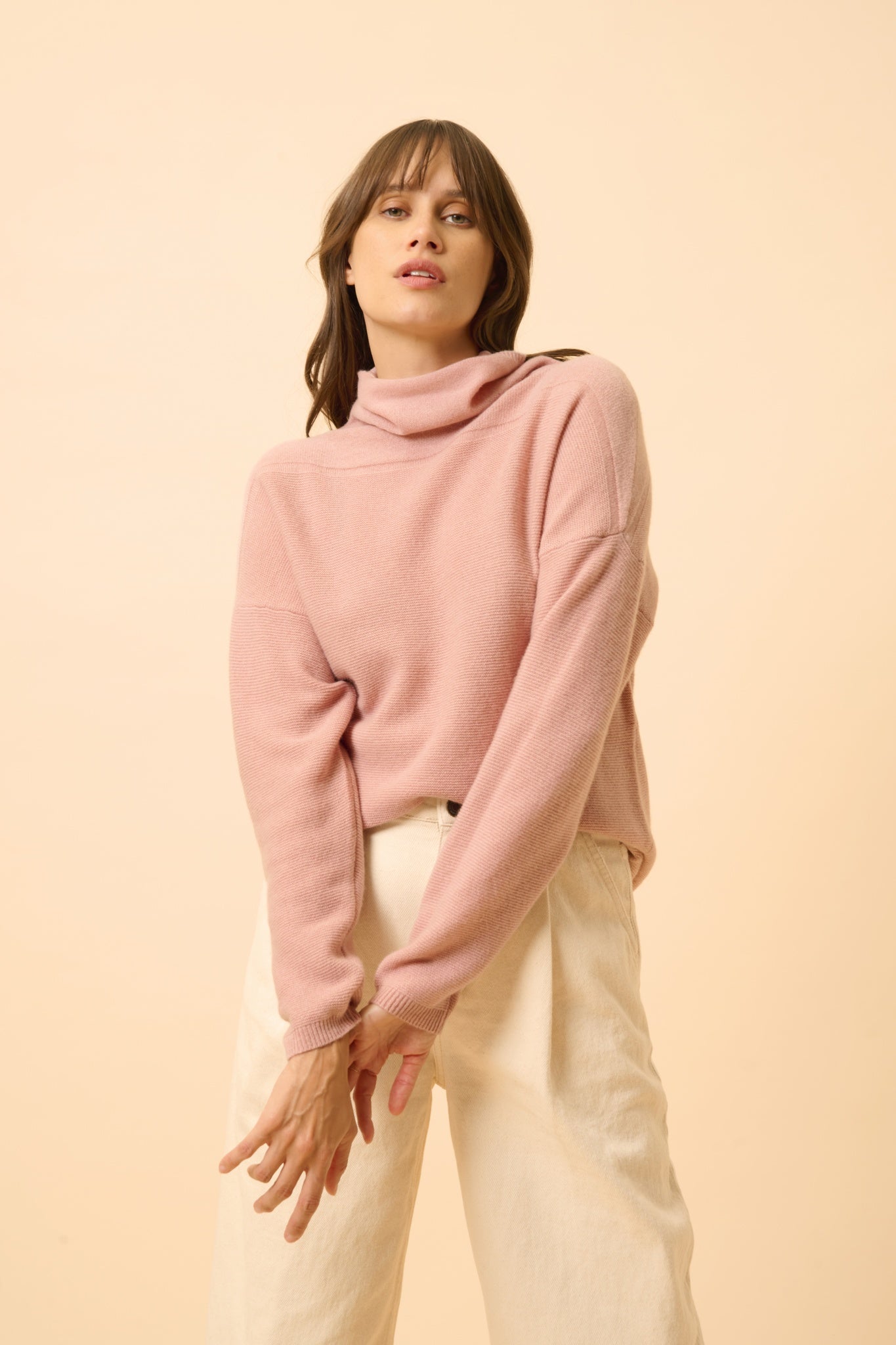 BLANTYRE pull col roulé bois de rose